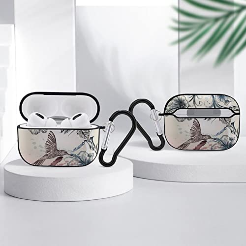 Beautiful Hummingbird Flowers Pattern Airpods Pro Case Bluetooth Fashion Portable Shockproof and Anti-Scratch Headphone Charging Case Protective Case for Airpods Pro with Keychain Chain Gift Unisex