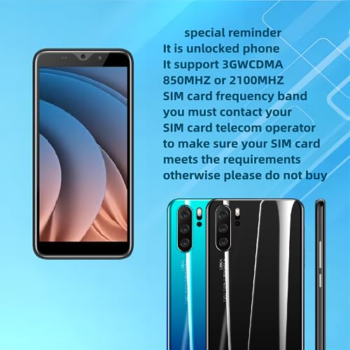 aderroo Unlocked Cell Phone,Y77 Android Smartphone, 5.72-inch IPS Full-Screen,Front and Rear Cameras,1GB RAM 8GB ROM,Only Supports Dual SIM Card Frequency Band of 3GWCDMA :850/2100MHZ(Black)
