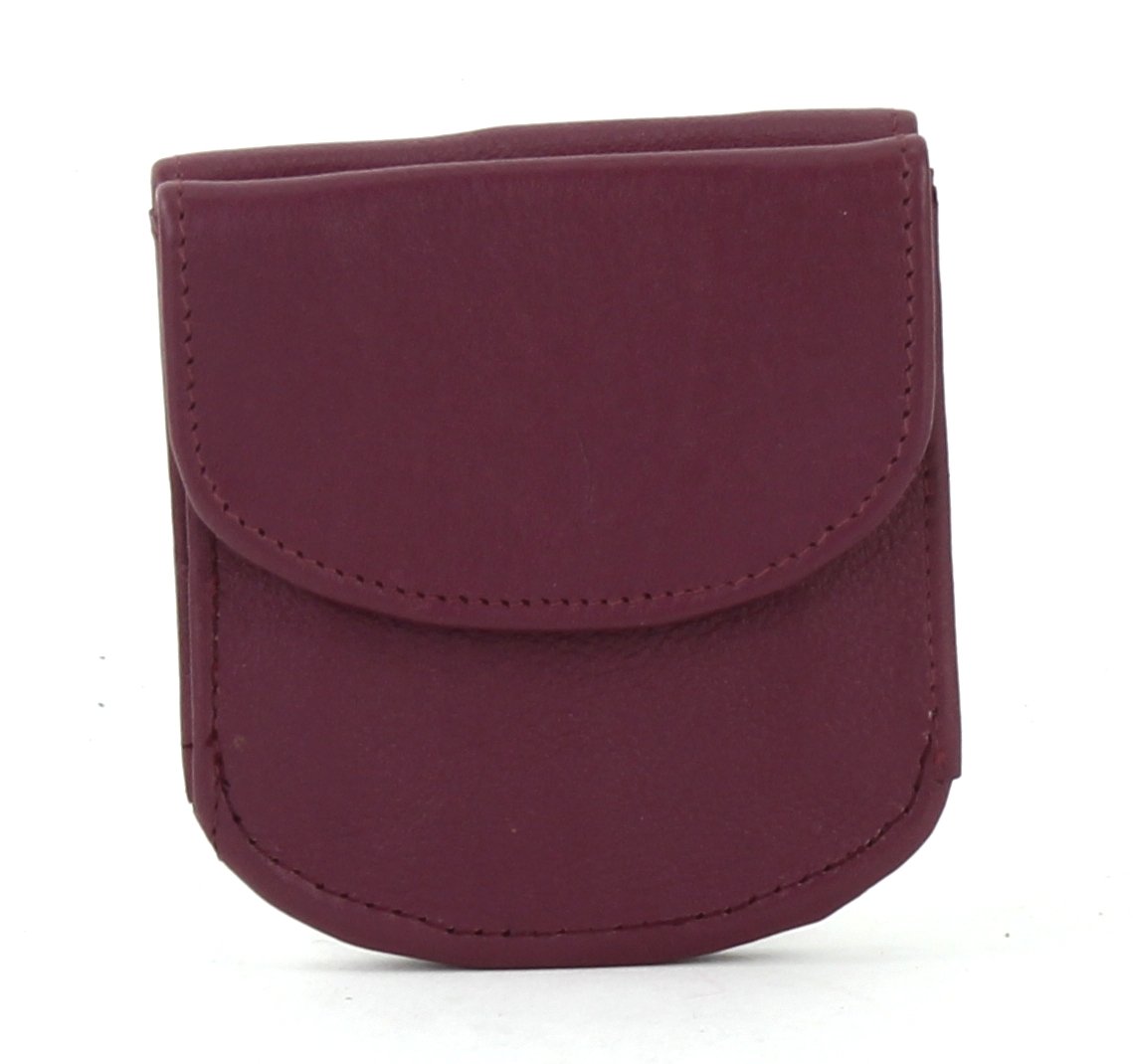 Bacci Leather Impressions Taxi Wallet - Soft Leather, Compact & Snap Pocket on Front, Folding Wallet, Small ID Cards & Coins Holder, Pouch for Men & Women, Coin Case ( Leather, Plum)