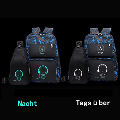 Asge boys backpack for kids camo bookbag for middle school bags travel back pack (Blue)
