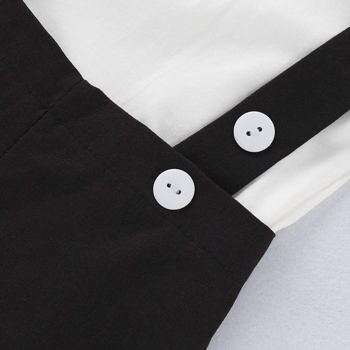 RUSHAIBAR Baby Boys Formal Outfits Suit Set Romper Suspenders Shorts Pants Bowtie Wedding Tuxedo Cake Smash Clothes black 18-24 Months
