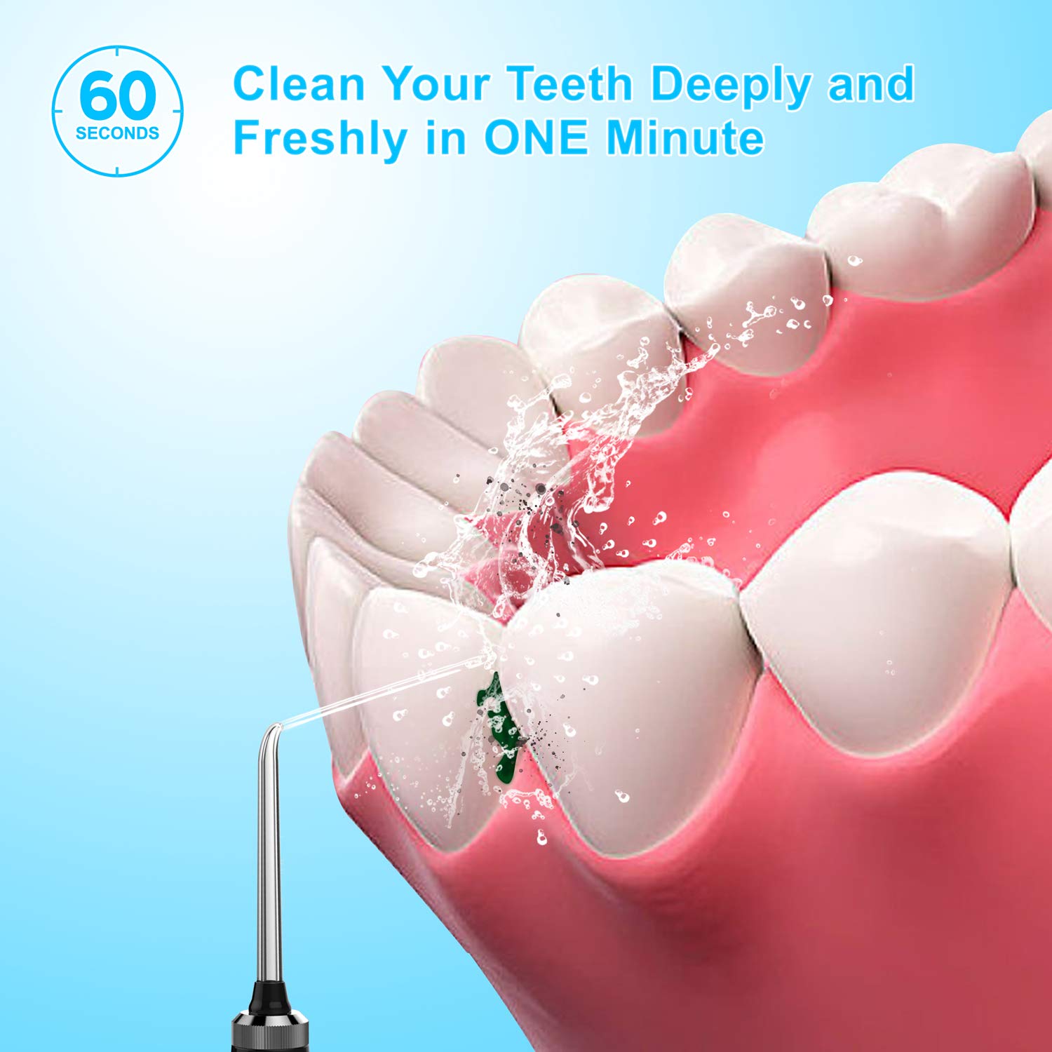 PERSMAX Water Flosser Professional Portable Teeth Cleaner, 500ml Foldable & Rechargeable Dental Oral Irrigator for Home and Travel IPX7 Waterproof