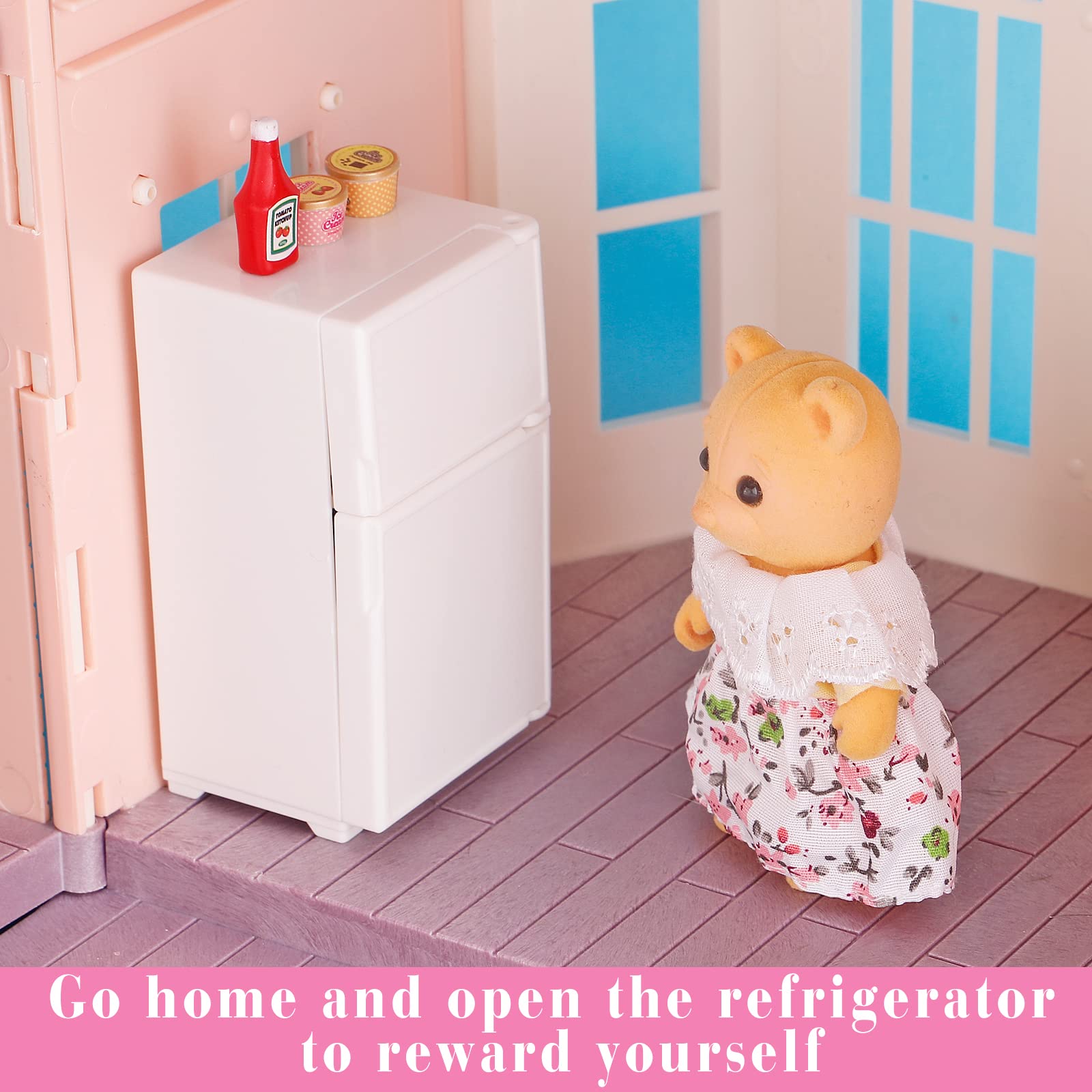BBnote 16 Pieces Toy Refrigerator, Miniature Dollhouse Accessories for Kids Kitchen, Mini Dollhouse Fridge Pretend Play Appliance for Kids (Refrigerator)