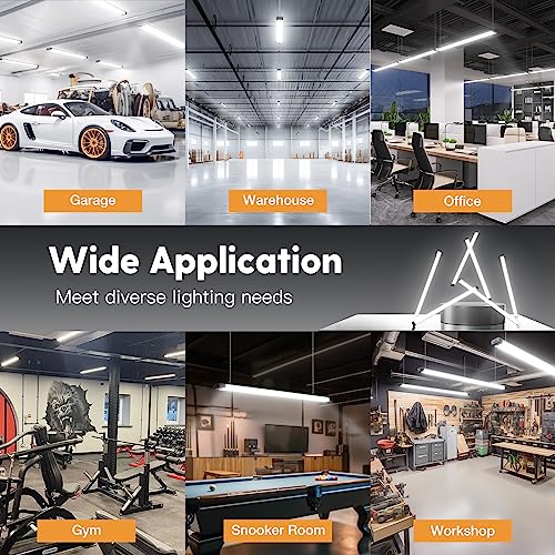 BBOUNDER 6 Pack Linkable LED Shop Light with Reflector, Super Bright 6500K Cool Daylight, 4400 LM, 4 FT, 48 Inch Integrated Fixture for Garage, 40W Equivalent 250W, Surface & Suspension Mount, Black