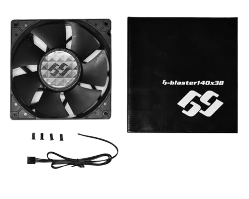 Bgears b-Blaster 140x38 (PWM Version) Extreme Cooling Gaming PC & Mining Machine Fan, Hi-Speed 5200RPM w/Airflow of 308 CFM, 2 Ball Bearing Designed for Extended Life & high Performance, 4 Wire Black