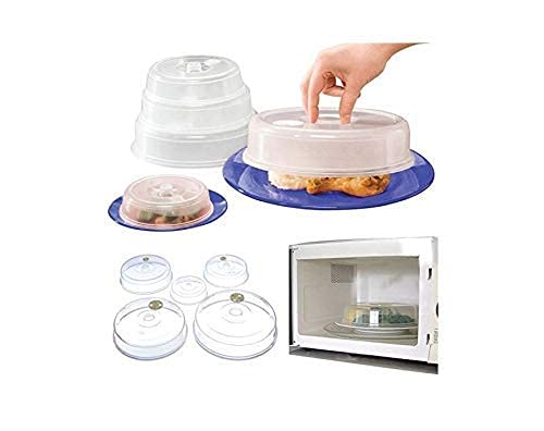 5 Piece Ventilated Microwave Covers Adjustable Steam Vents Assorted Sizes BPA Free Mixed Sizes For Large & Small Food Plates Bowls