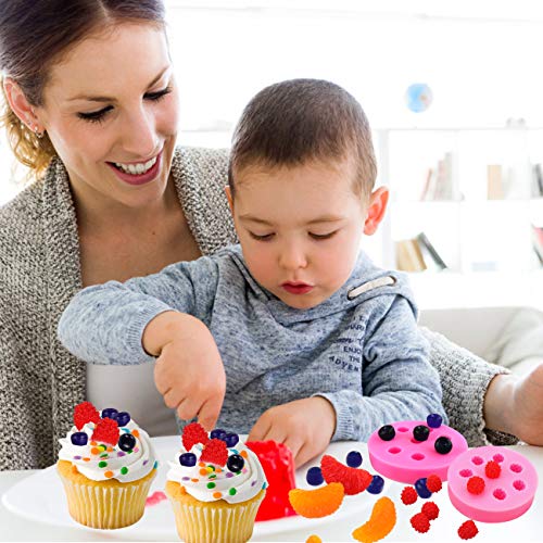 5Pcs Fruit Shaped Jelly Molds, 3D Mini Pineapple Strawberry Orange Blueberry Mulberry Candle Silicone Fruit Mold for Cupcake Decorating, Soap, Chocolate