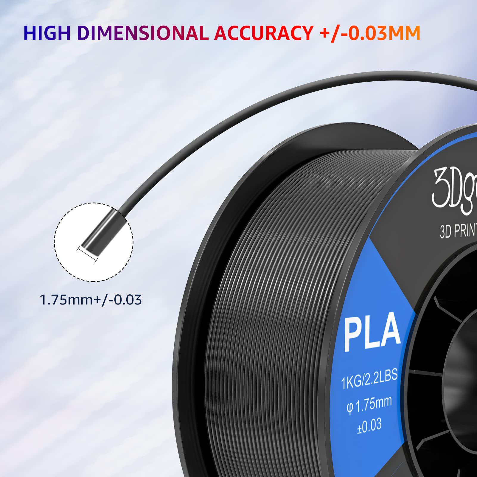 3Dgenius PLA 3D Printer Filament PLA Filament 1.75mm 250g Spool 3D Printing Filament 1.75mm PLA Filament Dimensional Accuracy +/- 0.03mm, Grey PLA Fit Most FDM Printers