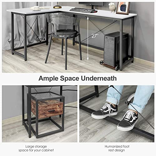 AuAg Modern 66.5ββ L-Shaped Home Office Desk, Larger Sturdy Computer PC Laptop Table, Corner Gaming Desk, Writing WorkstationDesk, Wooden Desk W/Monitor Stand