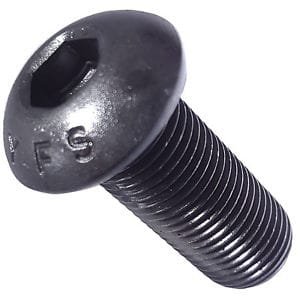 Socket Button Head Cap Screw, 10-32 x 1/2", Alloy Steel, Black Oxide, Hex Socket (Quantity: 100) Fine Thread, #10 Hexagonal Allen Bolt, Length: 1/2 inch, Full Thread