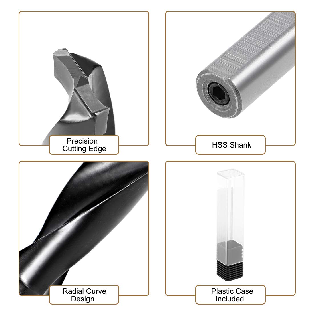 uxcell Brad Point Drill Bits for Wood 12.5mm x 70mm Forward Turning HSS for Woodworking Carpentry Drilling Tool