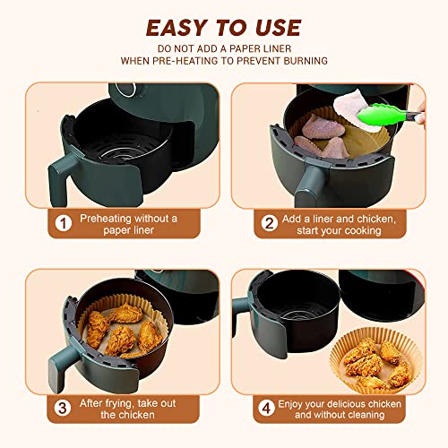Air Fryer Disposable Paper Liner, 100PCS Non-stick Disposable Liners, Baking Paper for Air Fryer Oil-proof, Water-proof, Food Grade Parchment for Baking Roasting Microwave (100Pcs-6.3 inch)