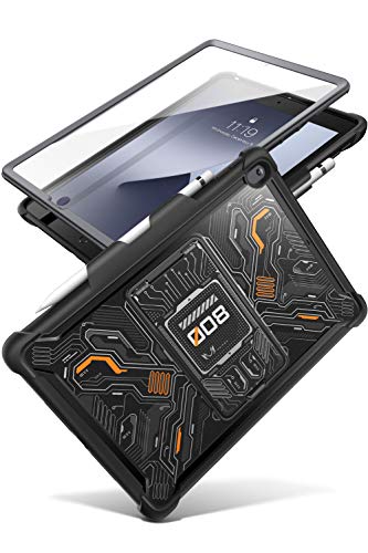 Mumba Ops Case for New iPad 9th/8th/7th Generation 2021/2020/2019, [Built-in Screen Protector] [Kickstand] [Pencil Holder], Full-Body and Drop-Proof Cover for iPad 10.2 inch, Cyberpunk Style