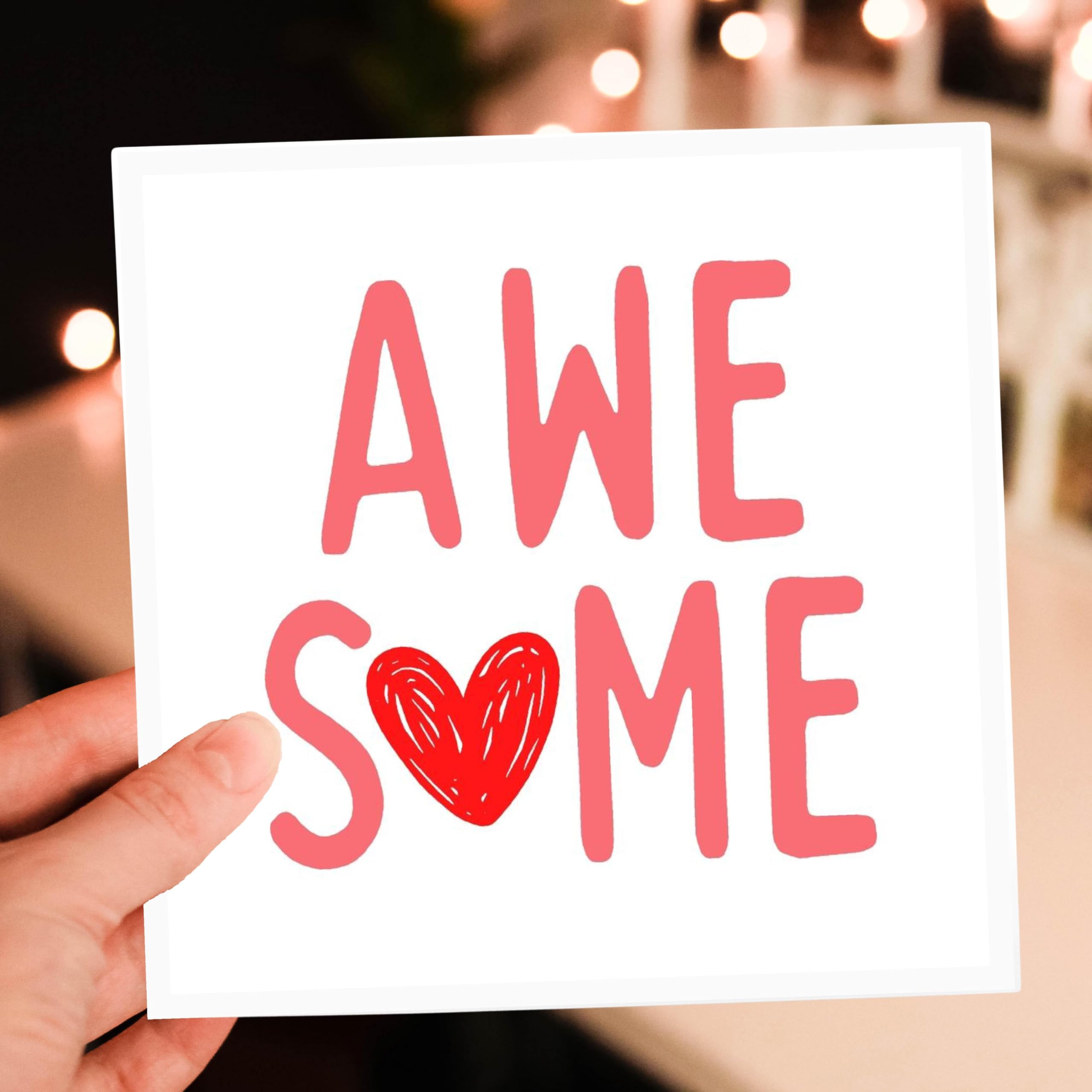 3dRose Pink Red Awesome Heart Motivational Quote Gift For Friends... - Greeting Cards (gc-377411-5)