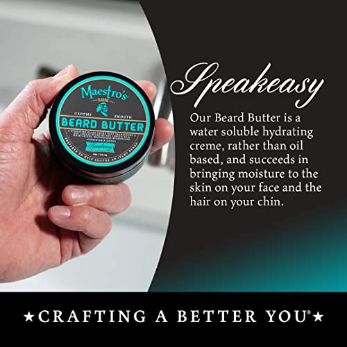 Maestro's Classic BEARD BUTTER | Anti-Itch, Extra Soothing, Hydrating Beard Creme For All Beard Types & Lengths- Speakeasy Blend, 4 Ounce