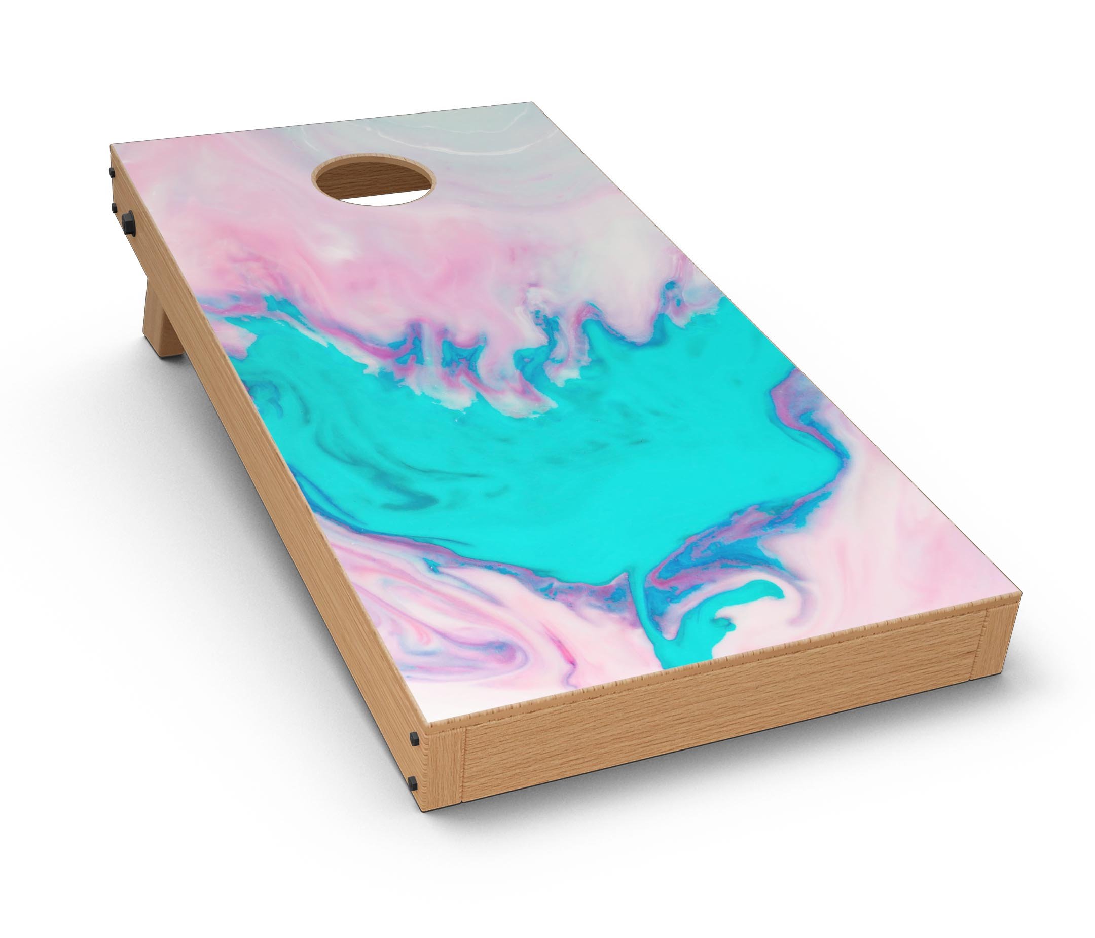 Design Skinz Marble Skin Set for Cornhole (Skin Only) - Marbleized Pink and Blue Paradise V432