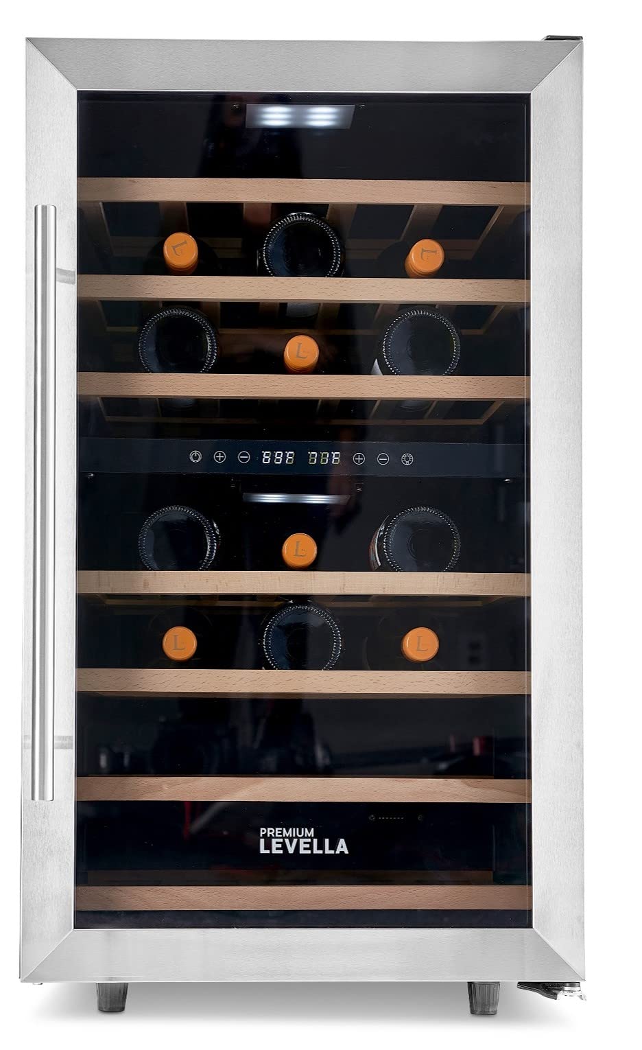 PremiumLevella 18.9 in. Wide 4.1 cu ft 43-Bottle Dual Zone Freestanding Wine Cooler with Tempered Glass Door