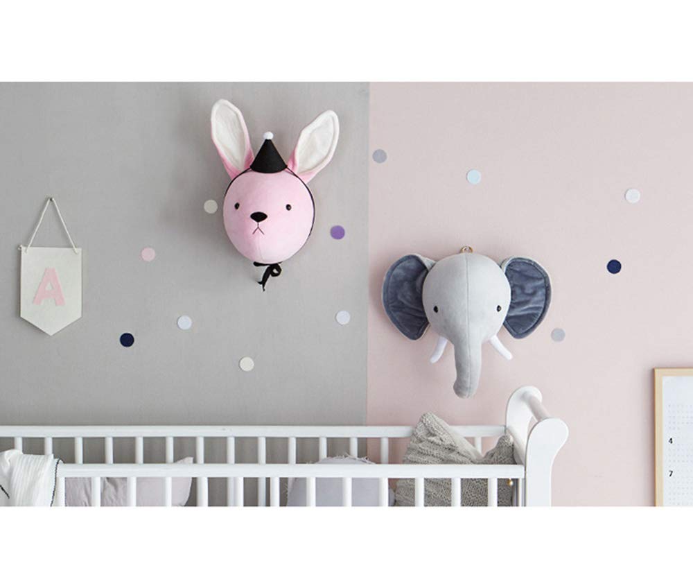 zmr Elephant Nursery Decor Child's Bedroom Stuffed Animal Head Wall Decor Baby Nursery Children's Room Wall Decoration Creative Jewelry