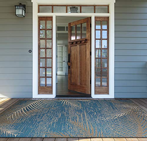 Couristan Monaco Tropical Palm Indoor/Outdoor Area Rug, 7'6" x 10'9", Ocean