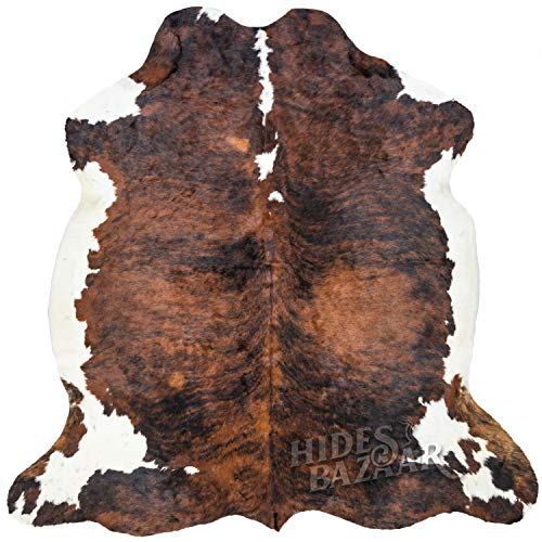 HIDES BAZAAR Brown Brindle Cowhide Rug, Premium Quality Natural Leather Hide, Area Rug (6x7ft)