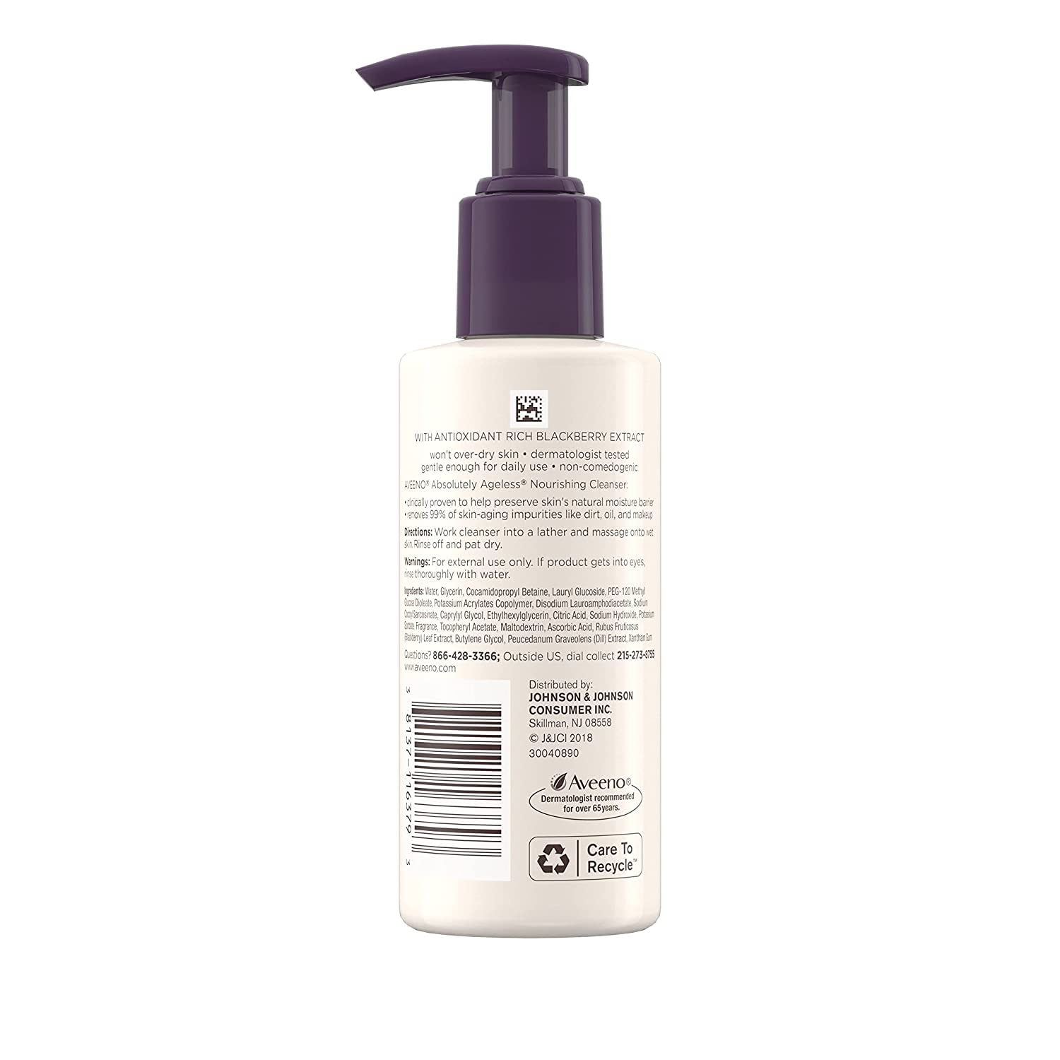 Aveeno Absolutely Ageless Nourishing Cleanser 5.2 Ounce (155ml) (3 Pack)