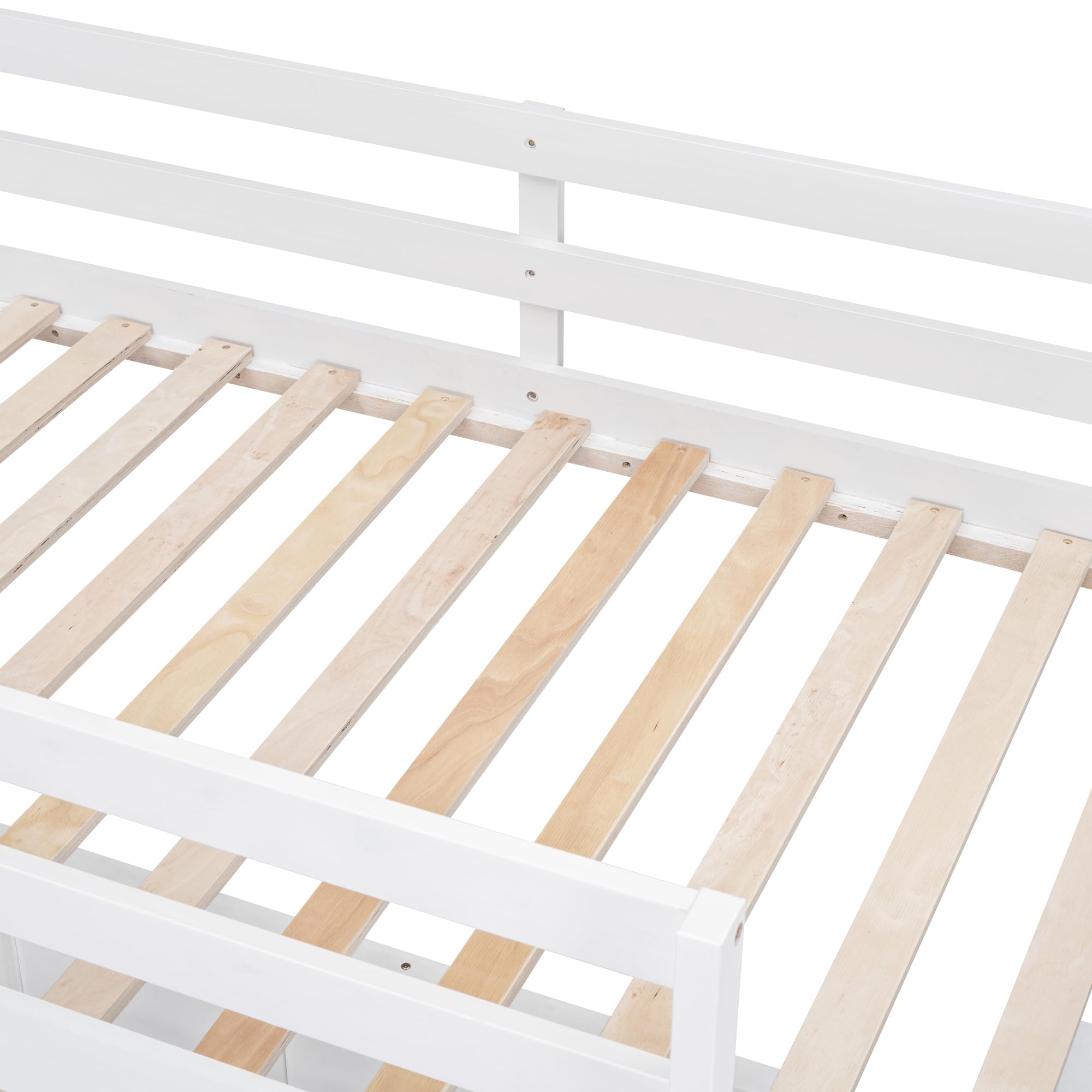 Harper & Bright Designs Twin Over Full Bunk Beds with Desk and Drawers, Wood Twin Size Loft Bed with Removable Full Platform Bed Frame, Bunk Bed with Ladder for Kids Girls Boys, White