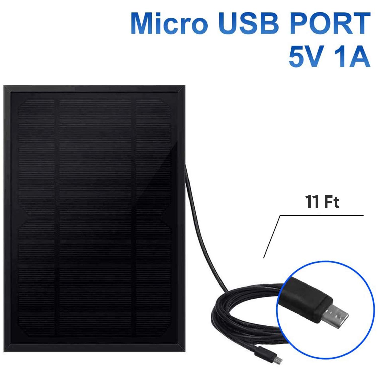 Weatherproof Solar Panel for Indoor/Outdoor Battery Powered Security Camera,5W Solar Panel Power Supply for Startvision Wireless Security Camera, 5V 1A Micro USB Port, Adjustable Mounting Bracket