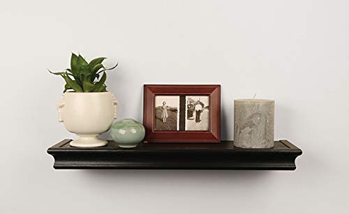 HIGH & MIGHTY 515605 Decorative 18" Floating Shelf Holds up to 15lbs, Easy Tool-Free Dry Wall Installation, Beveled, Retail Packaging, Black