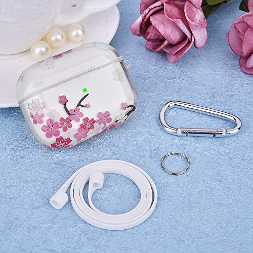 V-MORO Compatible with Airpods Pro/Pro 2 Case, Cute Clear Airpod Pro Case Cover Transparent Protective Case Girl for Apple Airpods Pro [Front LED Visible] Charging Skin Women ( Plum Flower)