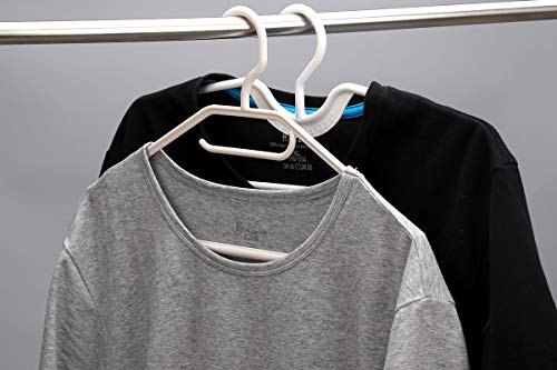 Higher Hangers Classic Short Neck Design Heavy Duty Slim Plastic Space Saving Clothes Hangers- 40 Pack - Create Extra Closet Space, Non-Slip, Durable, Practical, and Versatile Closet Organizer (White)
