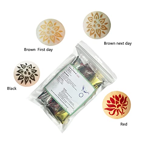 6 Pages Total 110 Tattoo Pattern Stickers Stencils，6 Pcs 3 Color Temporary Tattoo Kit，3 Bottles, 12 Nozzles, Blcak, Red, Brown