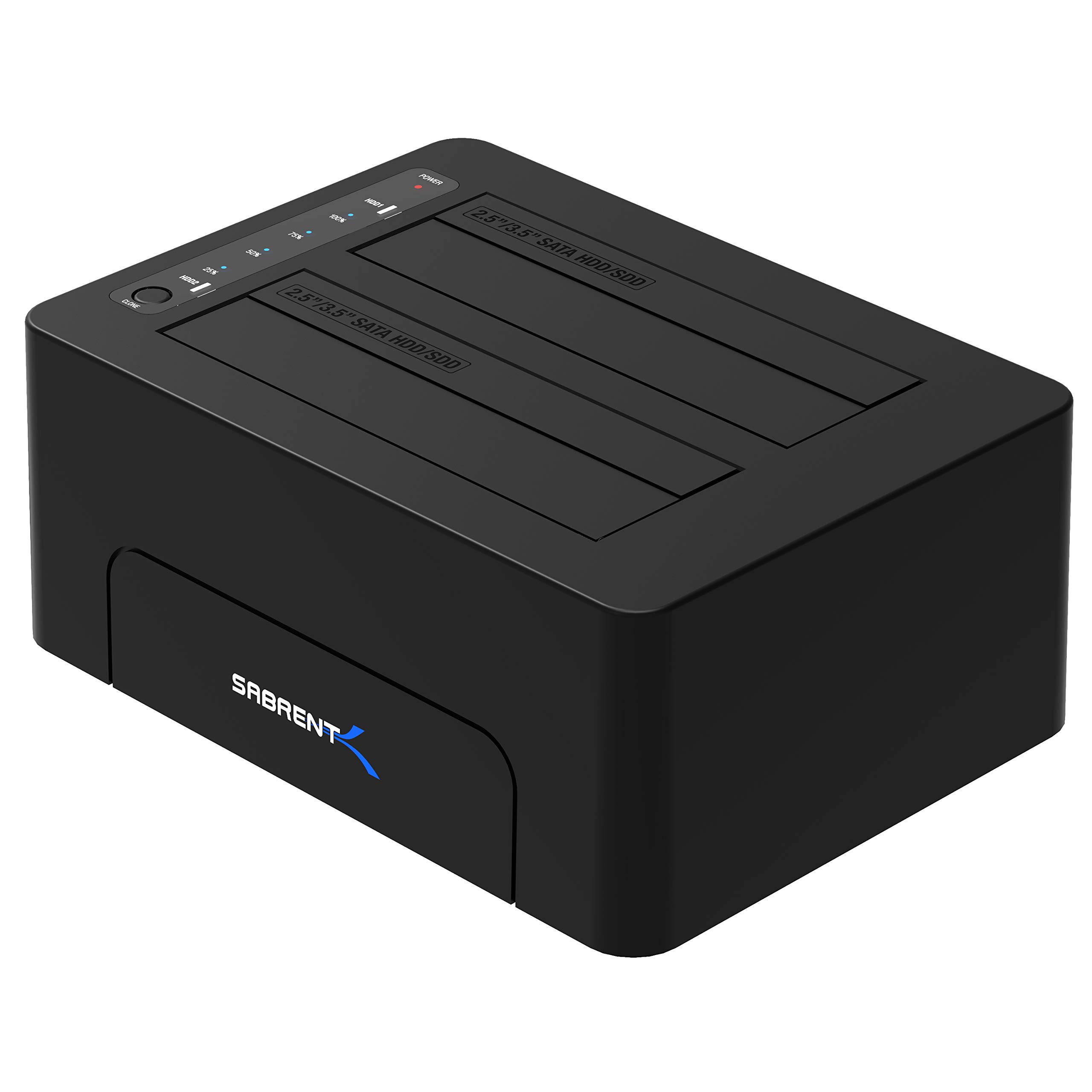 SABRENT USB 3.1 to SATA Dual Bay Hard Drive Docking Station for 2.5 or 3.5in HDD, SSD. Hard Drive Duplicator/Cloner Function [Includes Both Type C and Type A Cables, Supports 20TB+ Drives] (DS-UTC2)