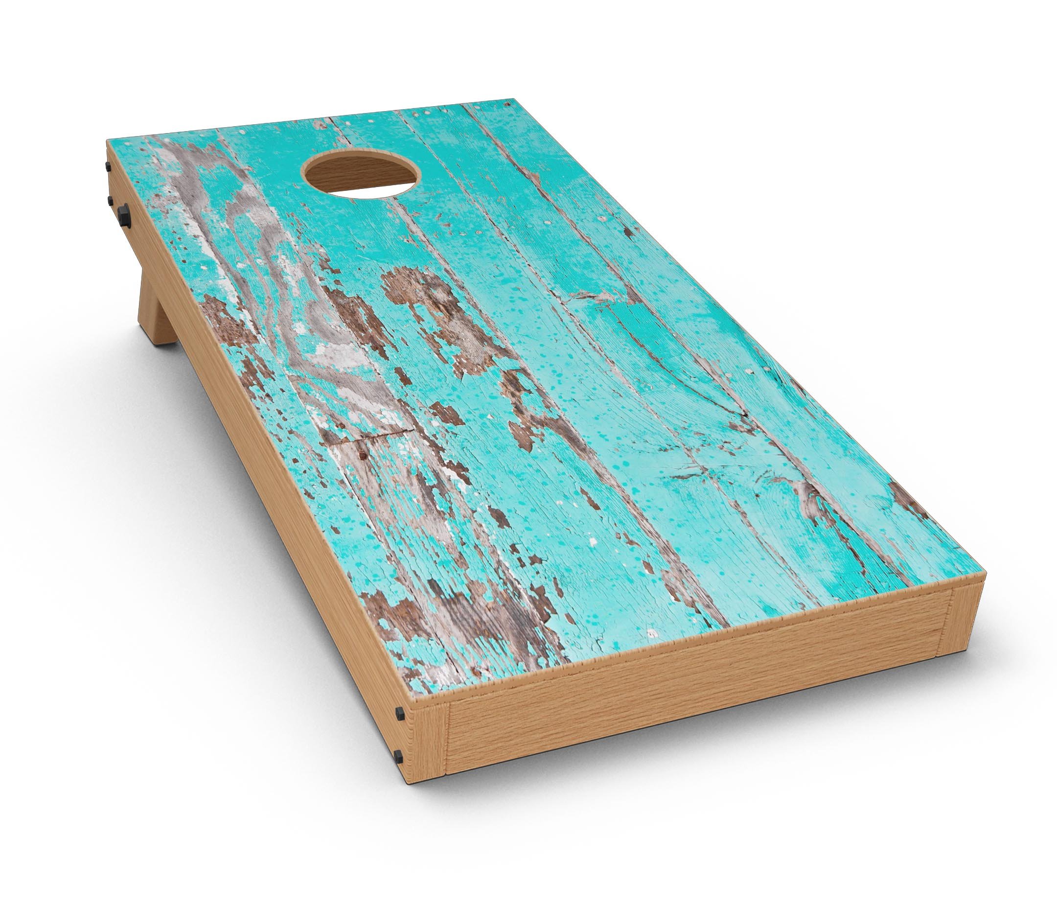 Design Skinz Wood Skin Set for Cornhole (Skin Only) - Turquoise Chipped Paint on Wood