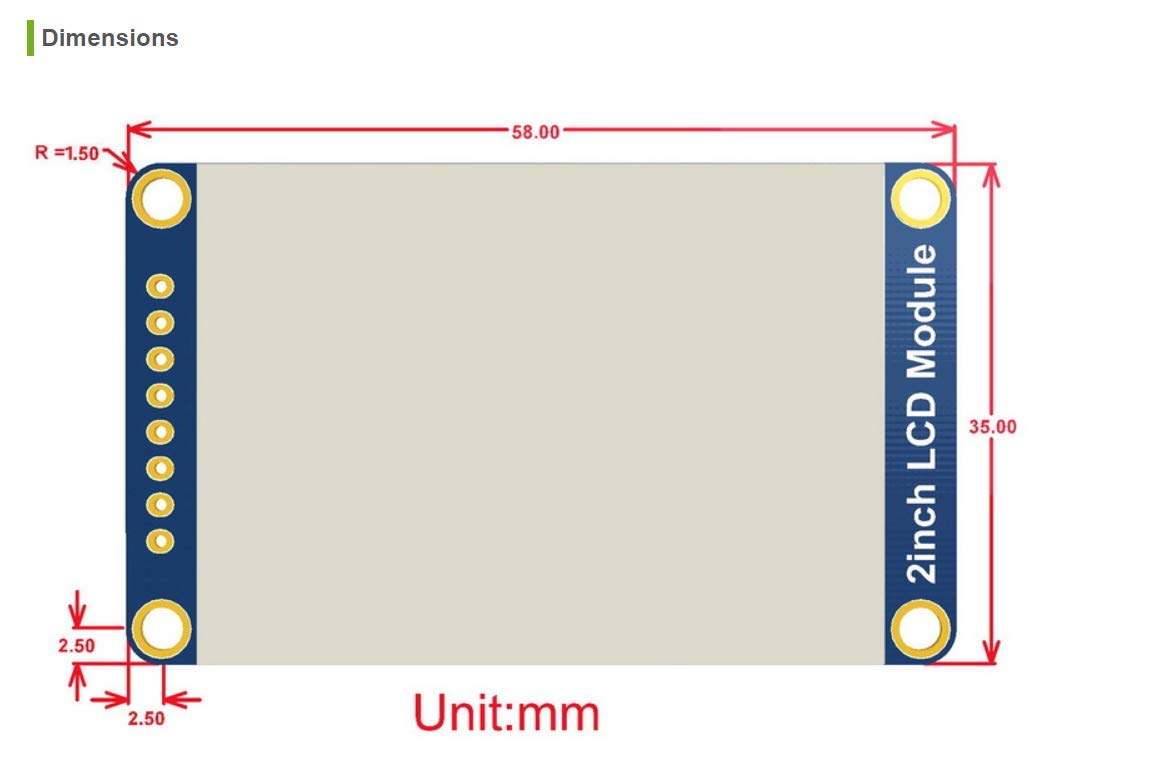 TOP1 2inch Display LCD Screen Module 240×320 Pixels SPI Communication RGB 262K Color LED Backlight Support RPi/STM32 Board