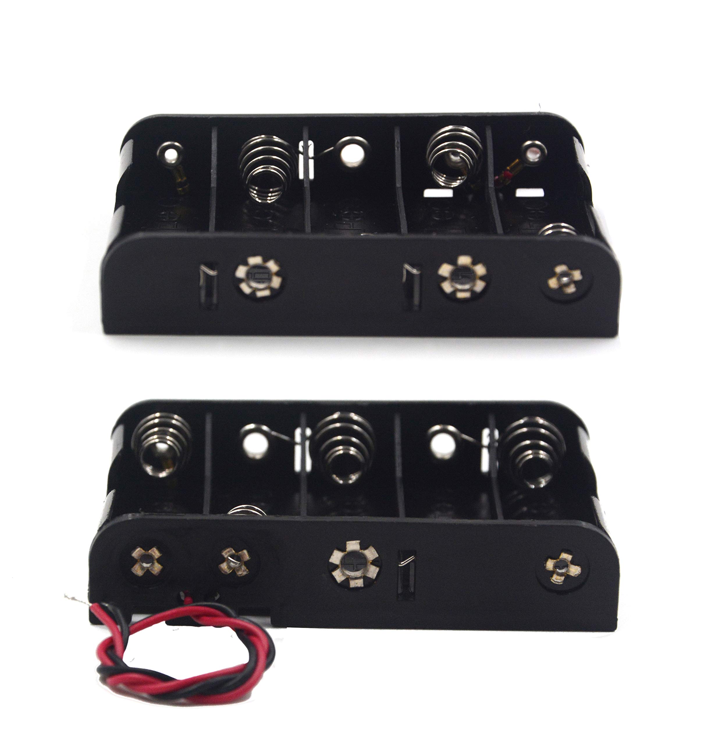 LampVPath (Pack of 2 5 AA Battery Holder, 5 AA Battery Holder with Leads, 5 AA Battery Holder with Wires