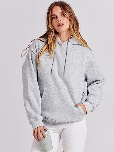 ANRABESS Women's Oversized Hoodies Fleece Casual Pullover Drawstring Long Sleeve Hooded Sweatshirts 2023 Fall Fashion Clothes Trendy Y2k Outfits for Teen Girls A1072huahui-S Heather Gray