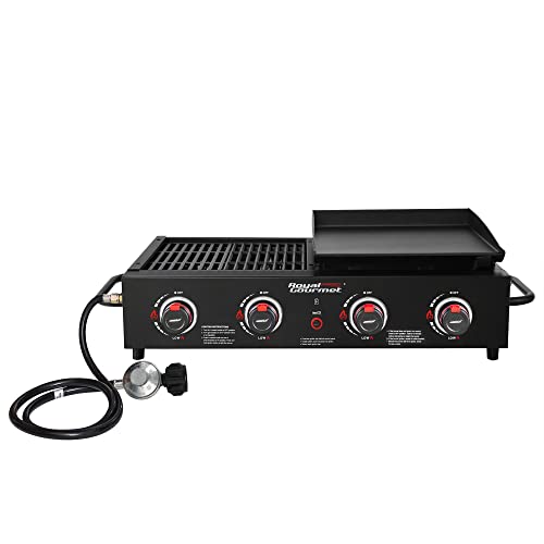 Royal Gourmet 4- Burner Portable Propane Griddle Grill Combo tailgater Griddle Flat Top Propan Gas Grill, Black, GD4002TB & Creole Feast CR4002T 40-Inch Premium Oxford Griddle, Black