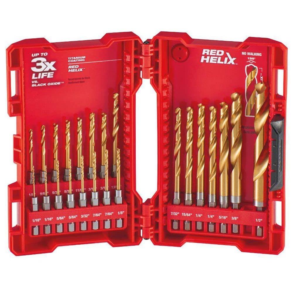 48-89-4631 Shockwave Red Helix Titanium Drill Bit Set, 23 Piece