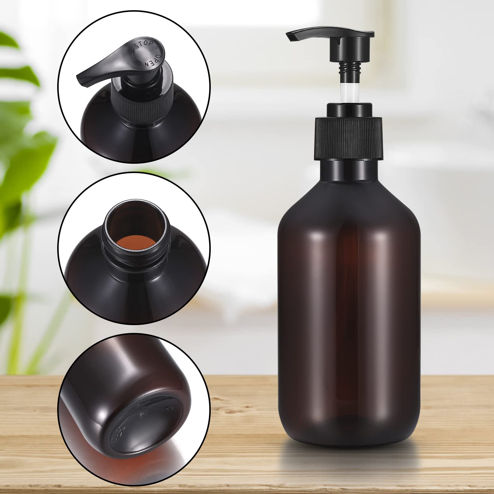 6 Pcs 10 oz/300 ml Pump Bottle Dispensers, Empty Refillable Bottles with Pump Dispenser Containers Plastic Reusable for Shampoo Conditioner Lotion Body Wash Liquid Soap Pump Dispensers