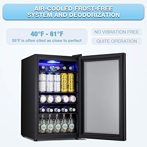 Antarctic Star Beverage Refigerator -85 Can Mini Fridge for Soda Beer or wine,Small Drink Dispenser, For Office or Bar with Adjustable Removable Shelves,2.3 Cu. Ft. Black