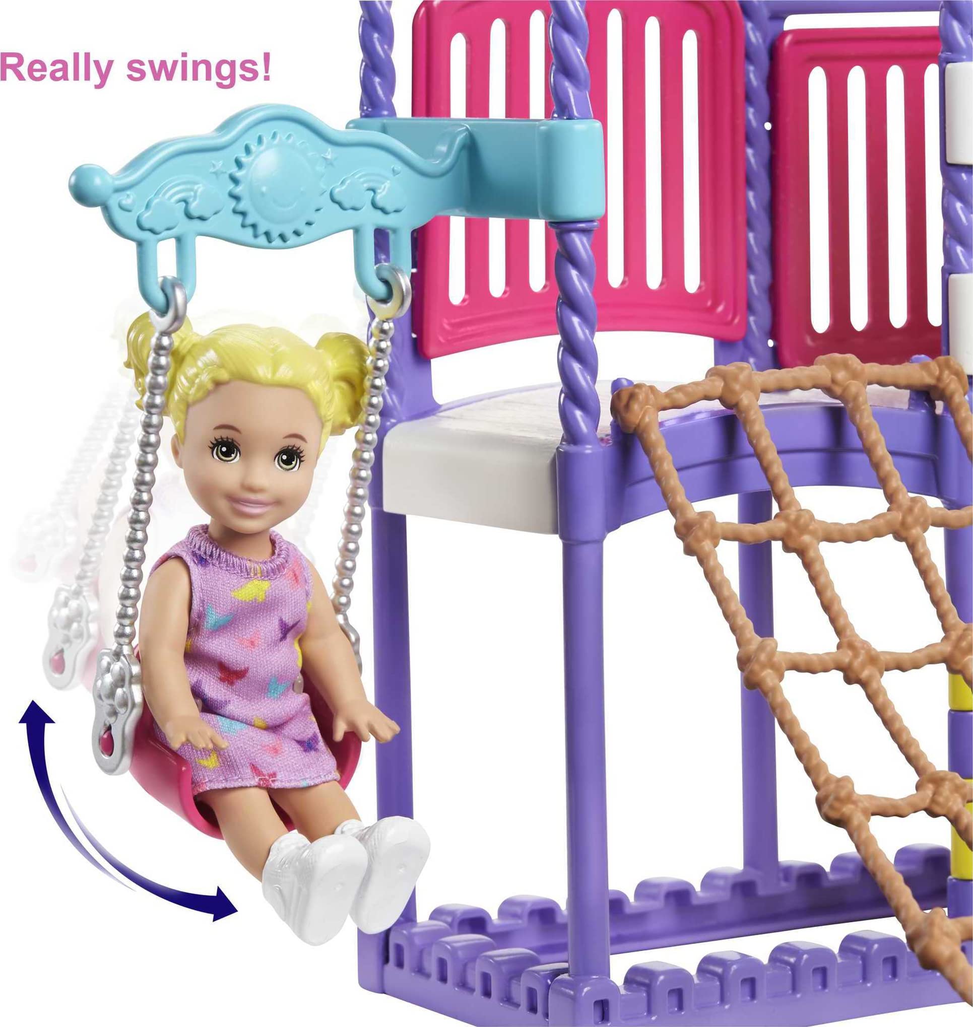 Barbie Skipper Babysitters Inc. Climb 'n Explore Playground Dolls & Playset with Babysitting Skipper Doll, Toddler Doll, Play Station, Moldable Sand & Accessories for Kids 3 to 7 Years Old