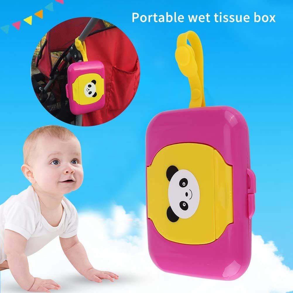 Wet Wipes Storage Box, Baby Portable Wipes Dispenser Travel Refillable Container for Car Bathroom Living Room Outdoor Use (White&Blue)