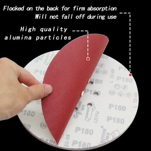 35PCS 9-Inch 8 Holes Hook and Loop Sanding Discs Sander Paper,for Drywall Sander 5 Each 60/80/100/120/180/240/320 | Mixed Sandpaper