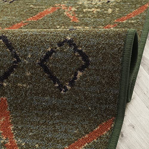 Antep Rugs Alfombras Non-Skid (Non-Slip) 5x7 Rubber Back Bohemian Distressed Moroccan Boho Low Pile Profile Indoor Area Rug (Green, 5' x 7')