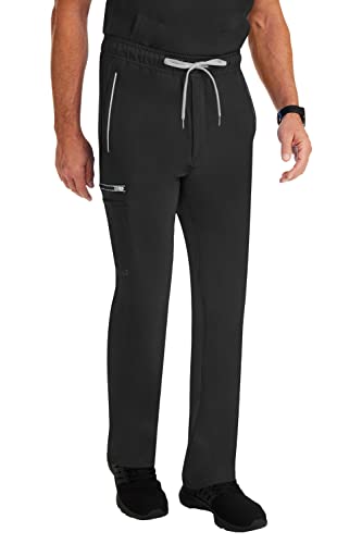 Healing Hands 6 Pocket Mens Scrubs Pant HH360 9171 Noah Cargo Scrub Pant for Men Full Elastic with Drawstring Black MSH