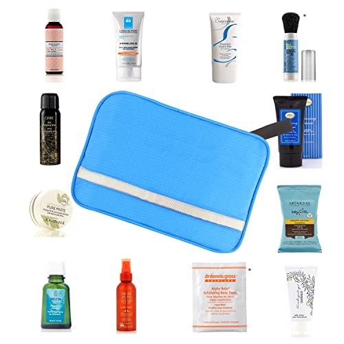 Relavel Cosmetic Pouch Toiletry Bags Travel Business Handbag Waterproof Compact Hanging Personal Care Hygiene Purse (Blue)