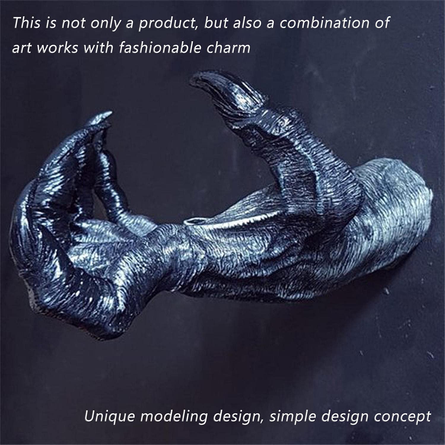 BAWAQAF, Witchs Demon Hand Statue Wall Hanging Ornament 3D Simulation Decorative Resin Art Open Hand Sculpture Statue Mythical Fantasy Home Decor,for Home Office Bar (Black)