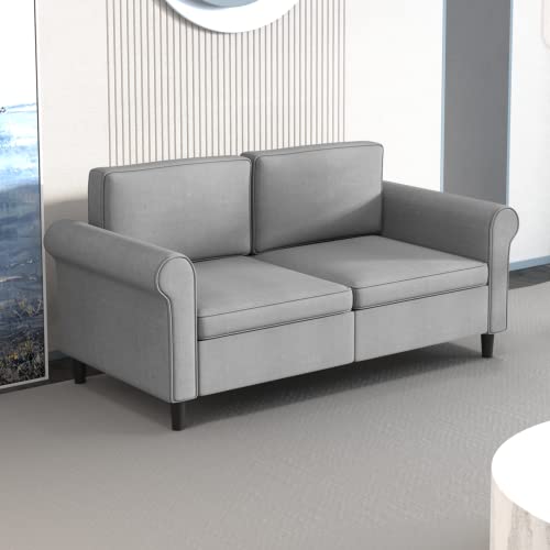 BALUS Upholstered Loveseat Couch for Living Room, Modern Love seat Sofa Furniture with 5.9“ Upholstered Cushion for Apartment/Living Room/Bedroom/Office(Light Grey)