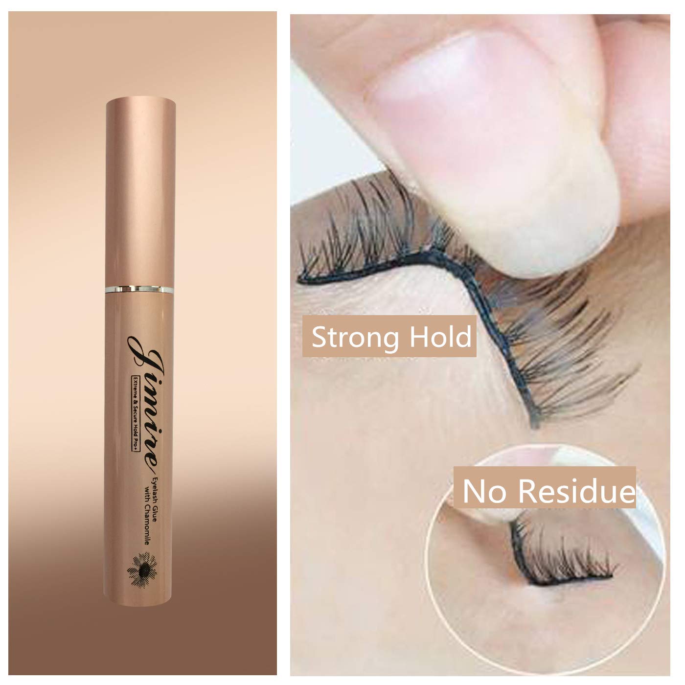 JIMIRE Eyelash Glue Clear | Secure Hold for False Eyelashes | Latex-Free Eyelash Adhesive with Chamomile Suitable for Sensitive Eyes