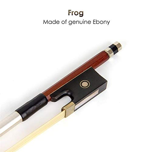 AMZZ 4/4 Full Size Student Violin Bow - Handcrafted Brazilwood Stick, Well-Balanced, Horsehair for 4/4 size violins and 12-13" violas(4 4 Violin Bow)